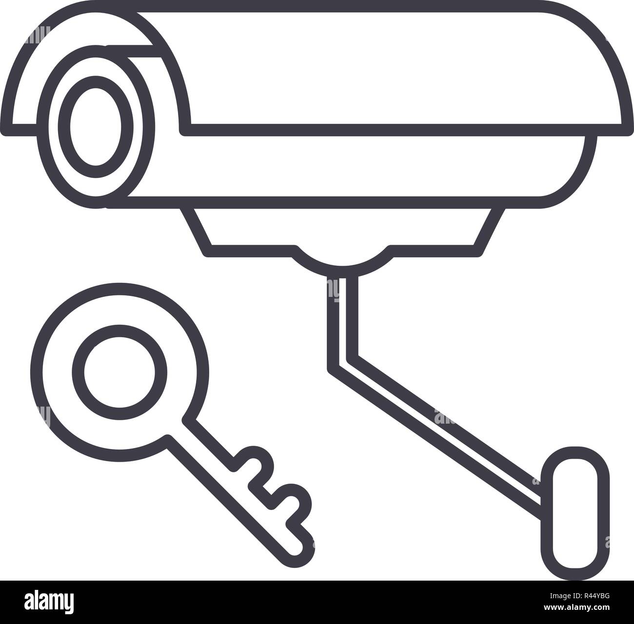 Video alarm line icon concept. Video alarm vector linear illustration ... Video alarm line icon concept. Video alarm vector linear illustration ...