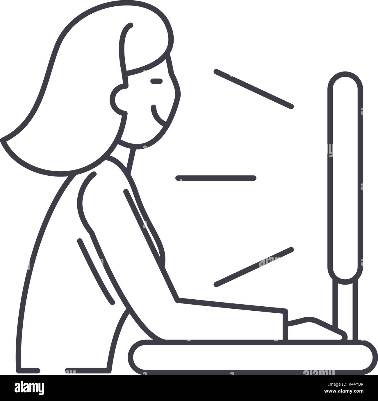 View tv series line icon concept. View tv series vector linear ...