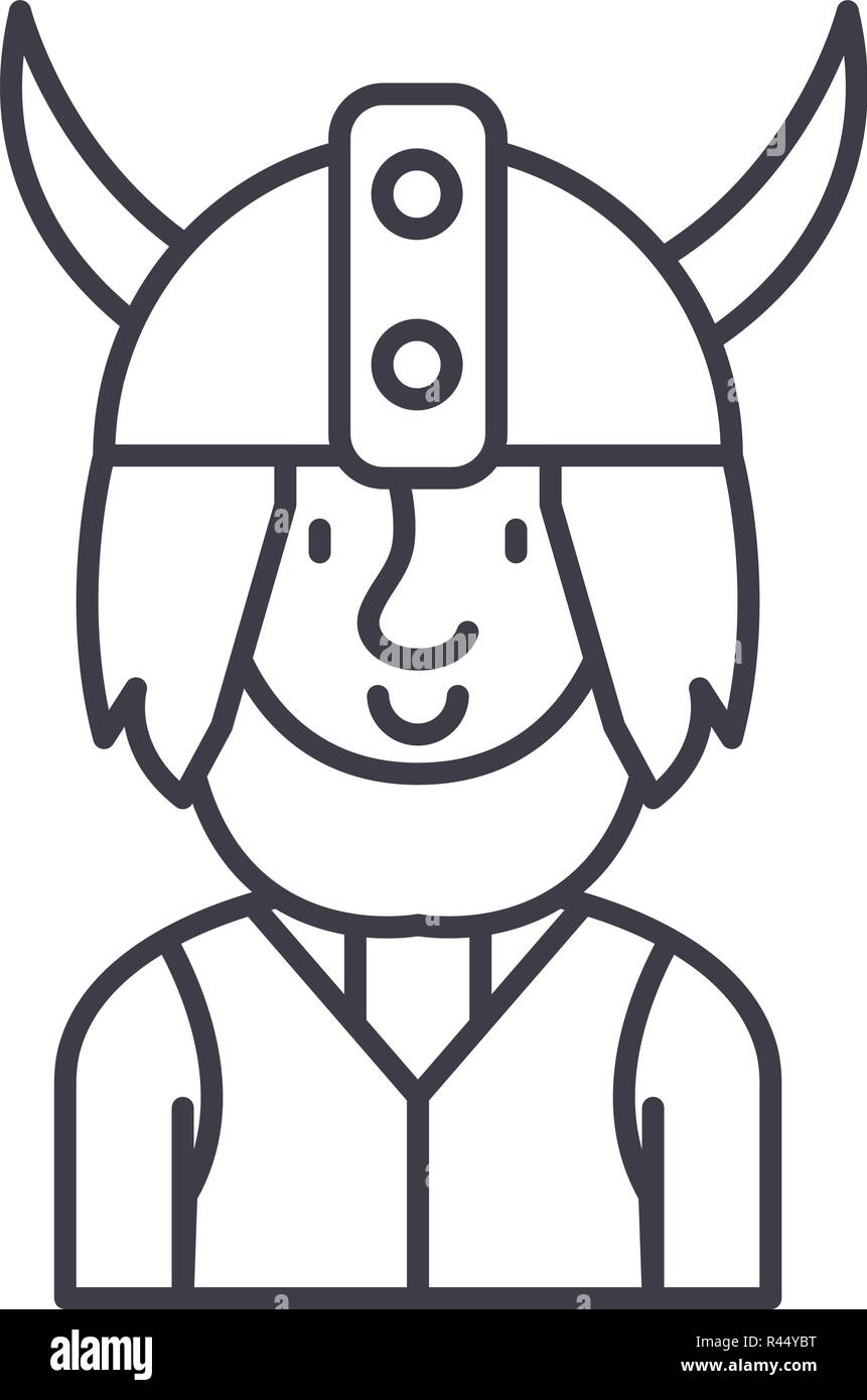Viking line icon concept. Viking vector linear illustration, symbol ...