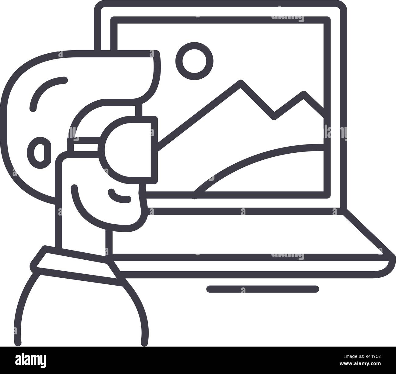Virtual reality line icon concept. Virtual reality vector linear ...