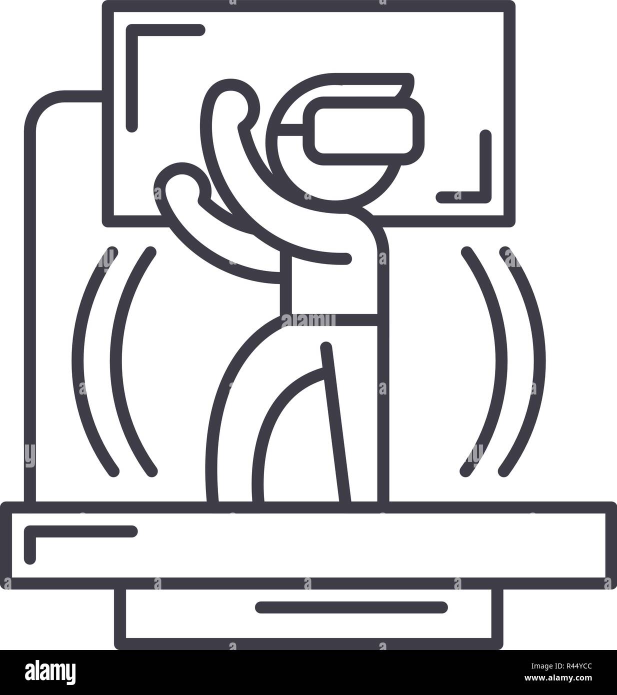 Virtual reality game line icon concept. Virtual reality game vector ...