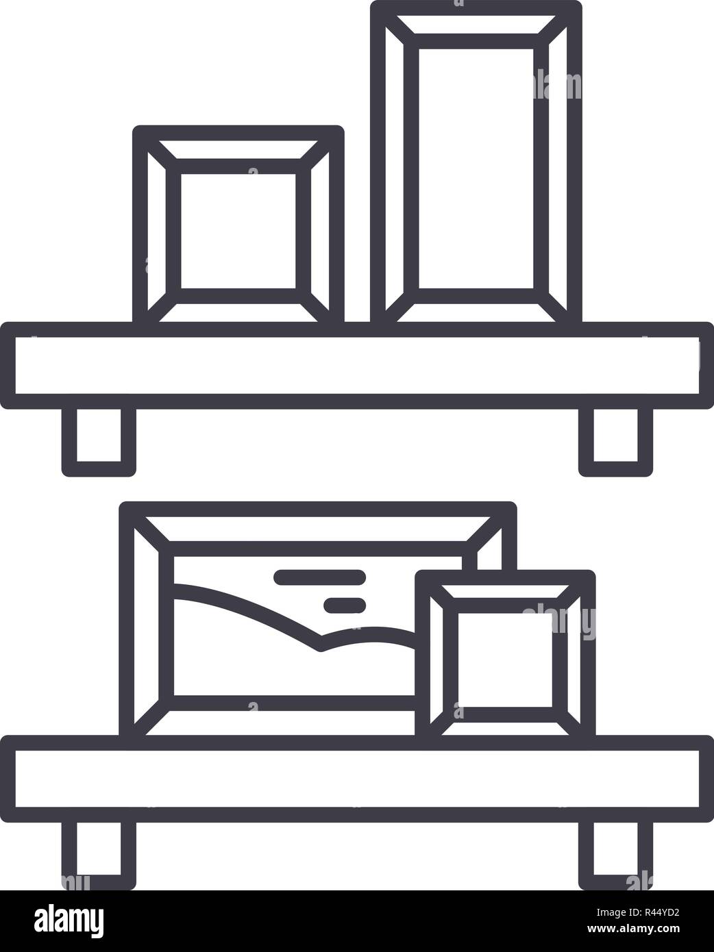 Wall shelves line icon concept. Wall shelves vector linear illustration ...