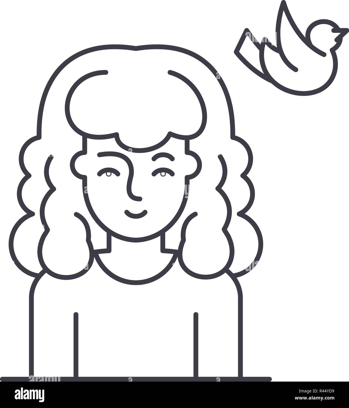 Wandering in the clouds line icon concept. Wandering in the clouds ...
