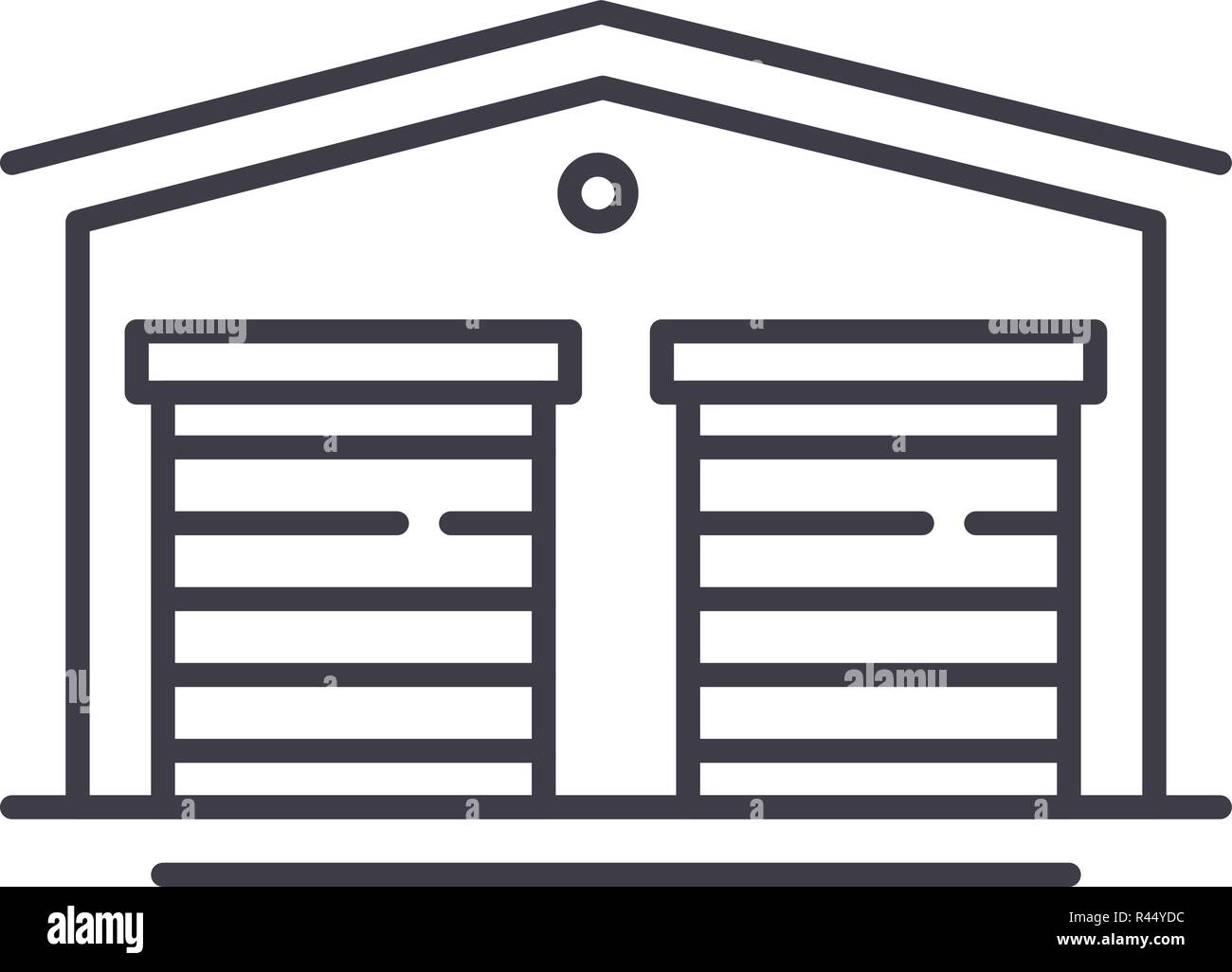 Warehouses line icon concept. Warehouses vector linear illustration ...