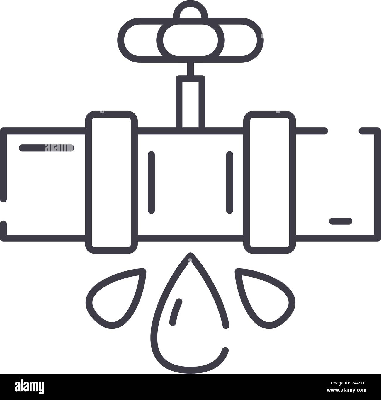 Water pipes line icon concept. Water pipes vector linear illustration ...
