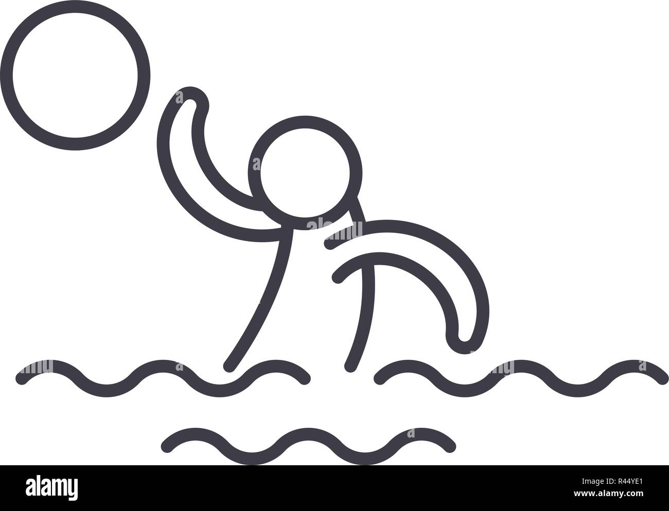 Water volleyball line icon concept. Water volleyball vector linear ...