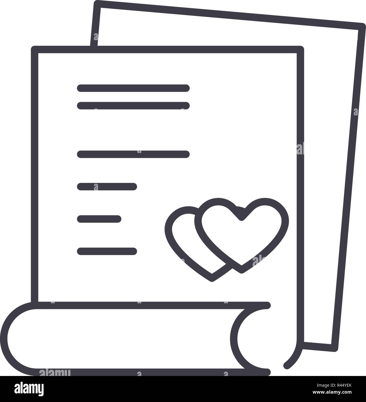 Wedding contract line icon concept. Wedding contract vector linear ...