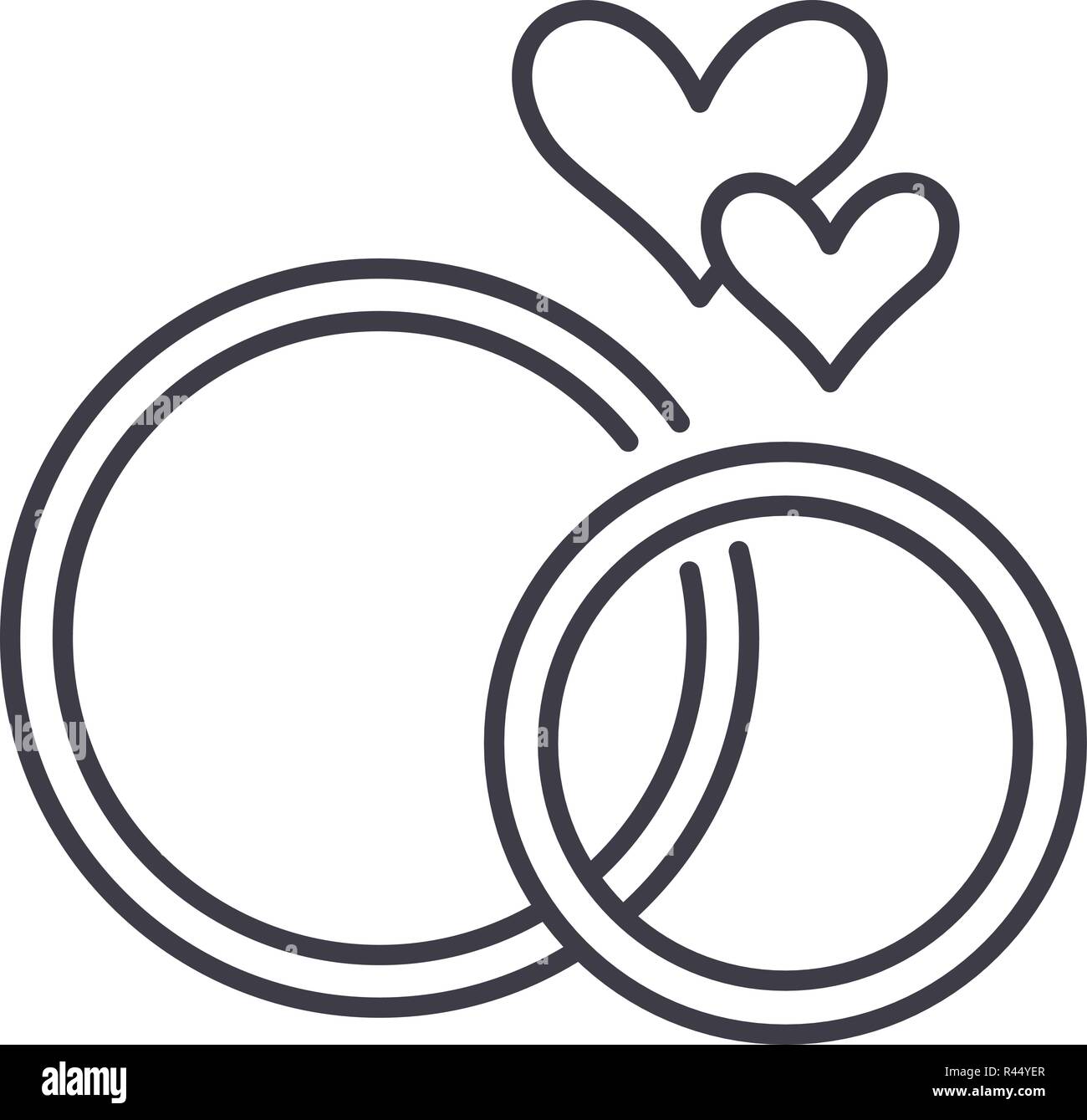 Wedding rings line icon concept. Wedding rings vector linear ...
