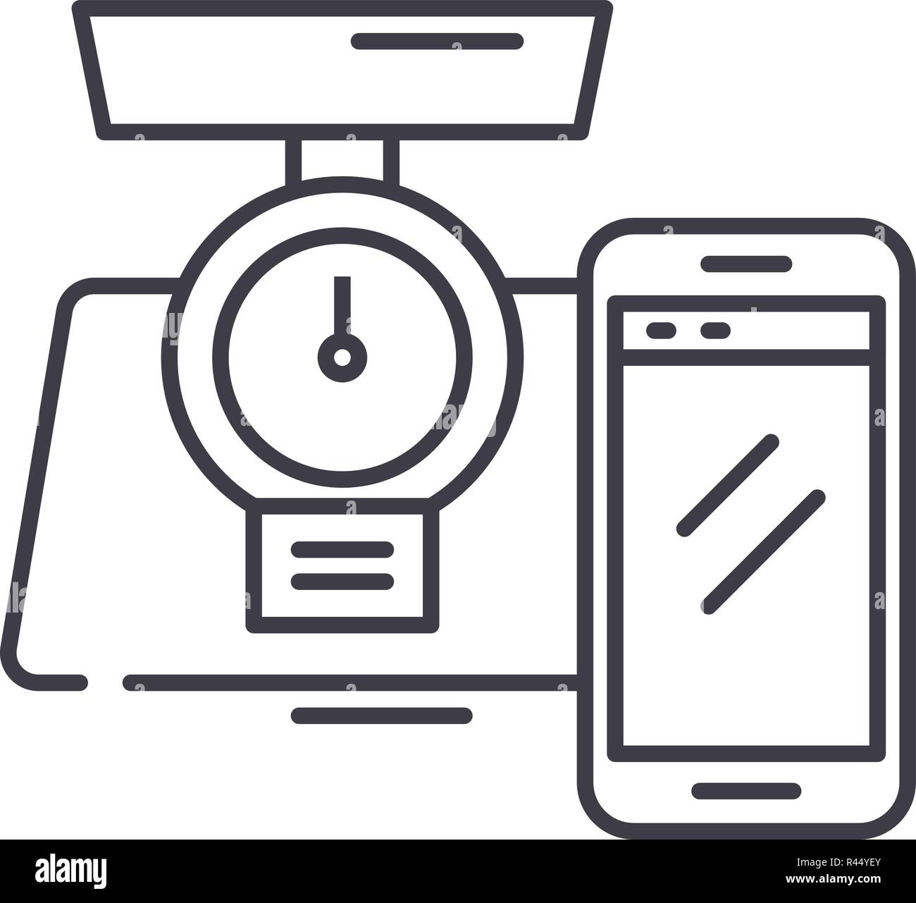 Weight control online line icon concept. Weight control online vector ...