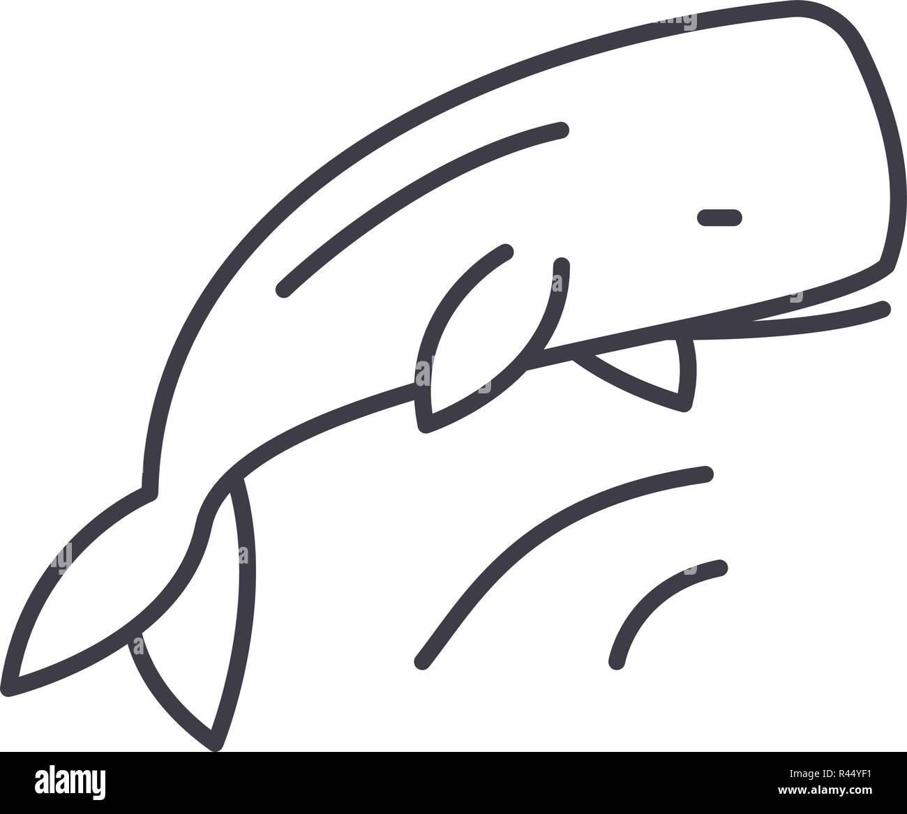 Whale line icon concept. Whale vector linear illustration, symbol, sign ...
