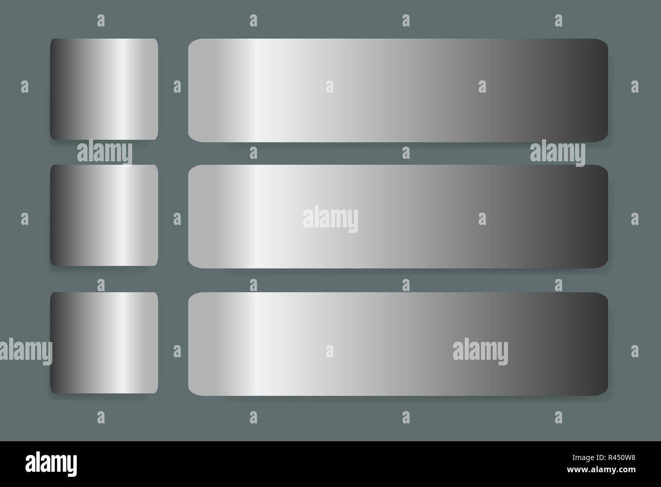 Six stainless steel horizontal labels vecto Stock Photo - Alamy