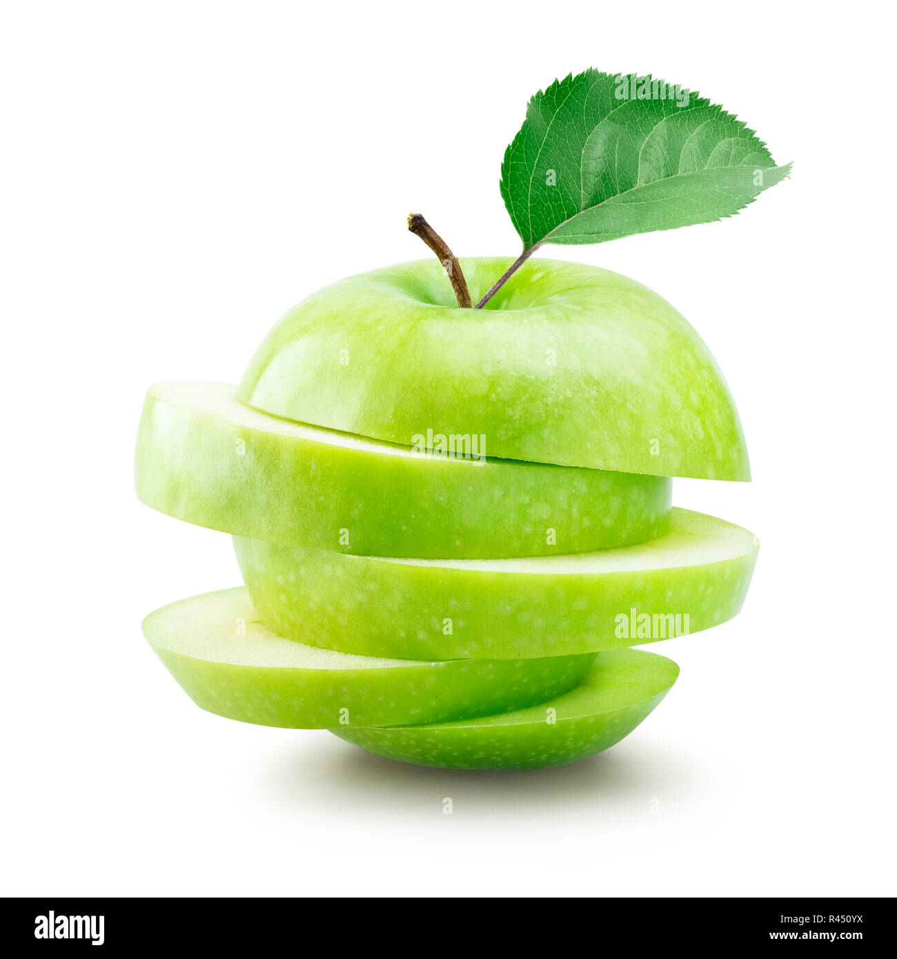 Fresh sliced green apple Cut Out Stock Images & Pictures - Alamy