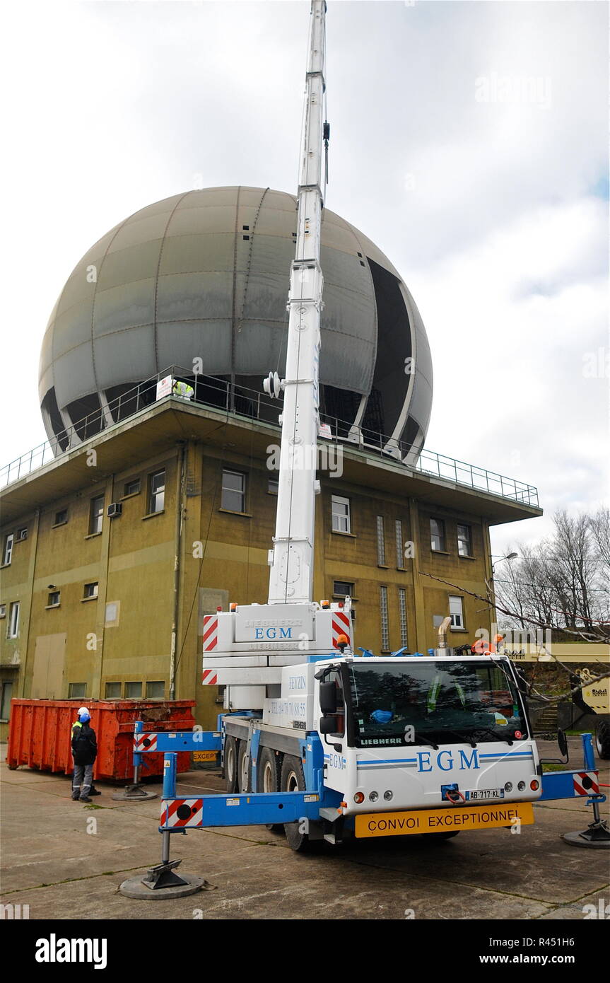 Dismantling old french Air Force radar, Mont-Verdun, France Stock Photo ...