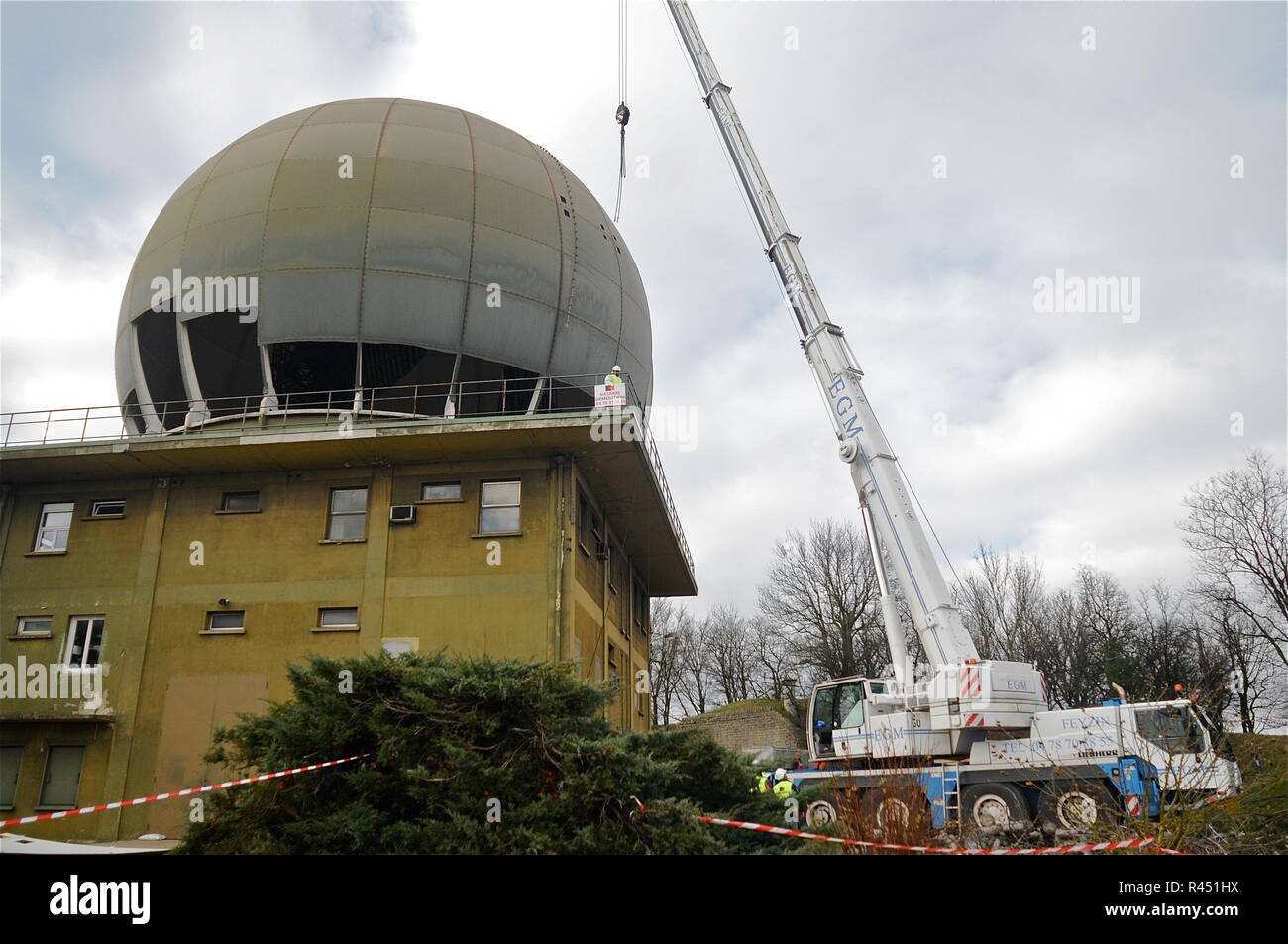 Dismantling old french Air Force radar, Mont-Verdun, France Stock Photo ...