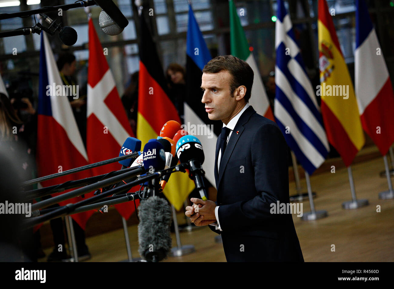 Brussels, Belgium. 25th Nov 2018. French President Emmanuel Macron ...