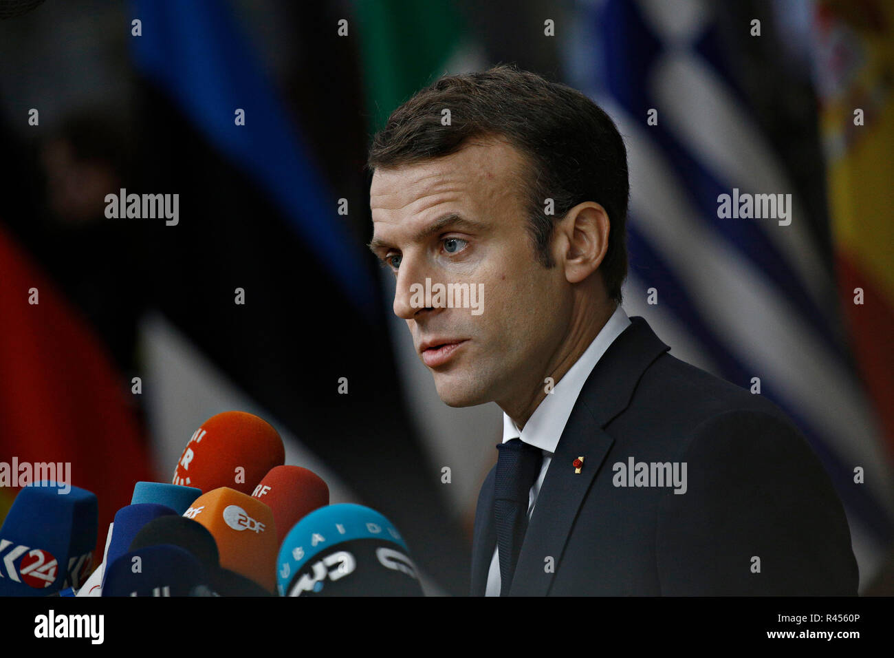 Brussels, Belgium. 25th Nov 2018. French President Emmanuel Macron ...
