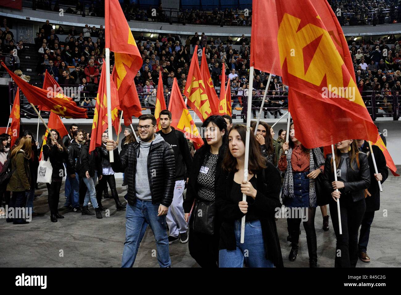 Greece. 25th Nov, 2018. Supporters of the Communist Party seen with ...
