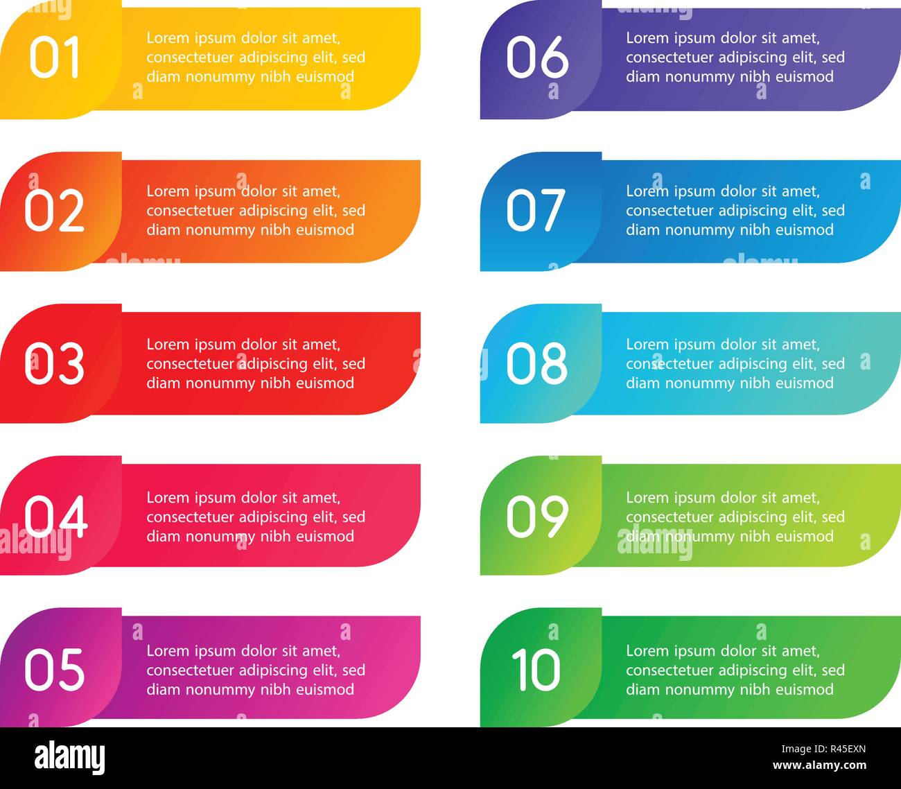 Colorful menu steps, app interface. Number options. Web design of ...