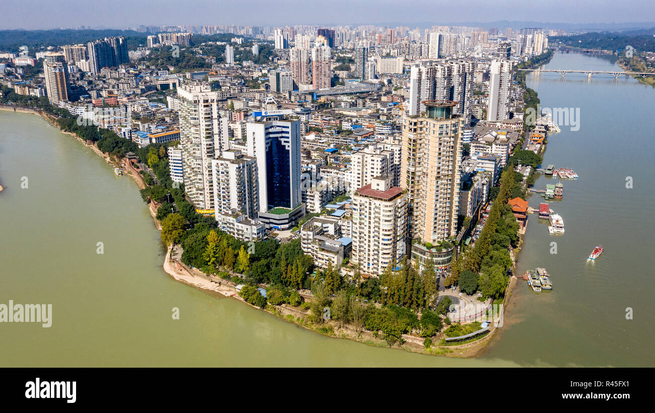 Aerial view of Leshan, Sichuan Province, China Stock Photo - Alamy