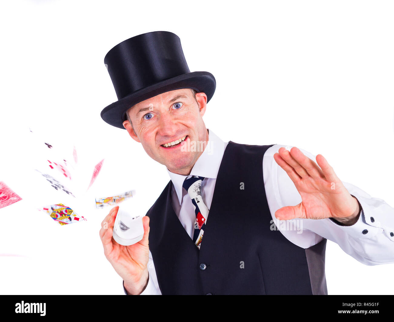 Magician hat wand cards hi-res stock photography and images - Alamy