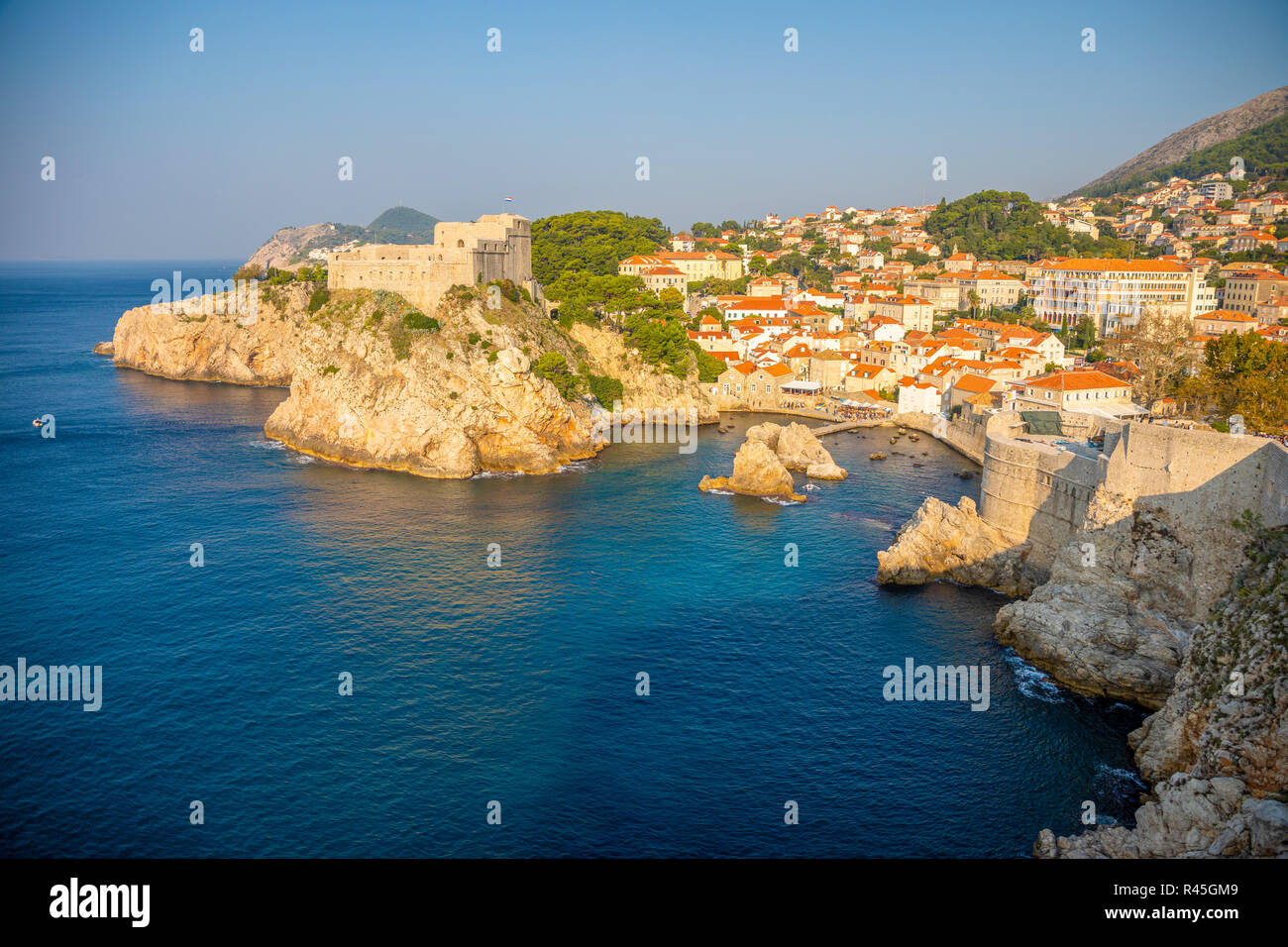 Lovrijenac Fort at the northern harbor entrance from the old town walls ...