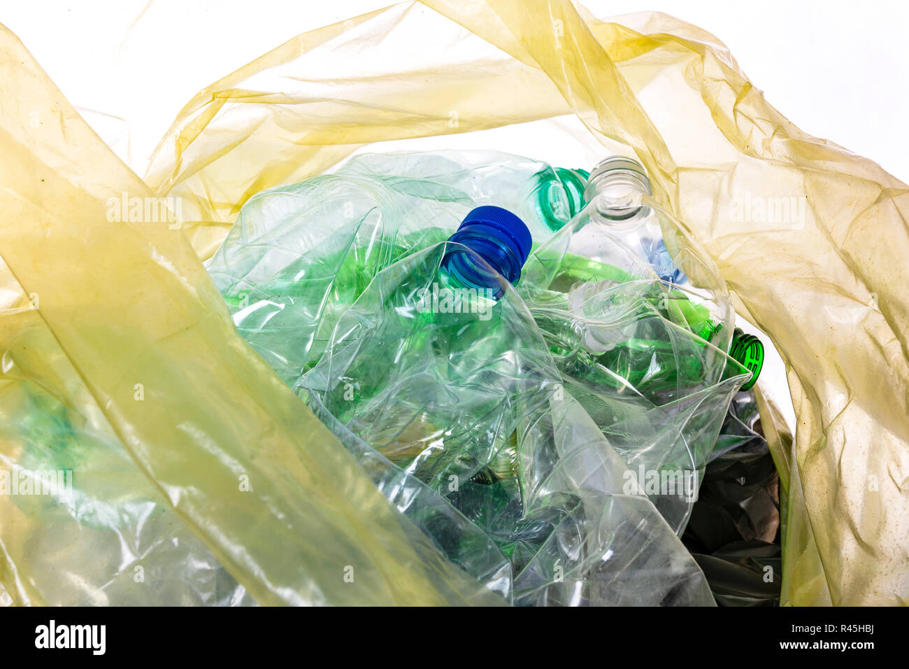 Environmental conservation concept - empty plastic waste ready for ...