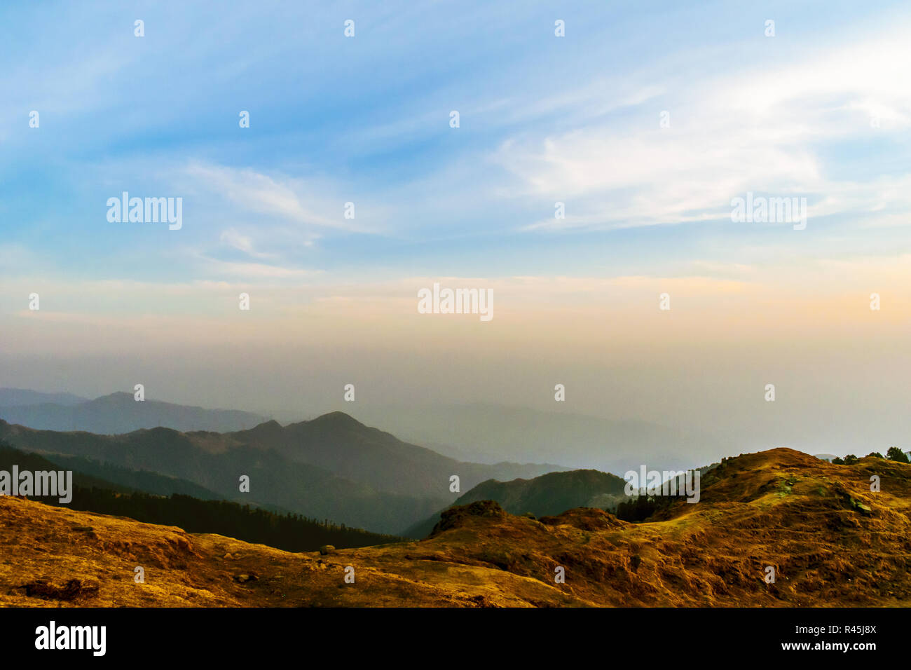 Dainkund- the singing hills-a sunset sky from the top of the hill Stock ...
