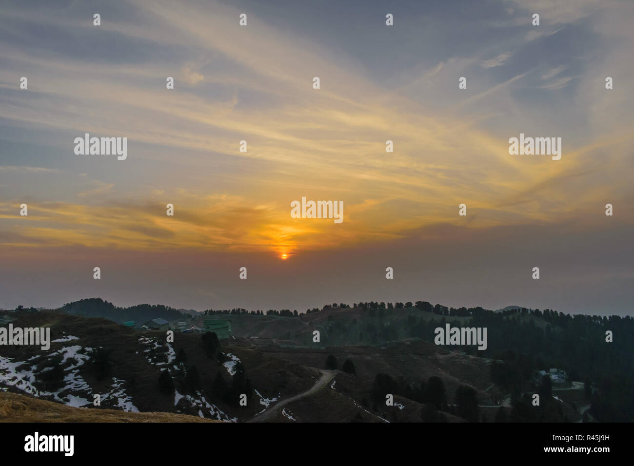Dainkund- the singing hills-a sunset sky from the top of the hill Stock ...