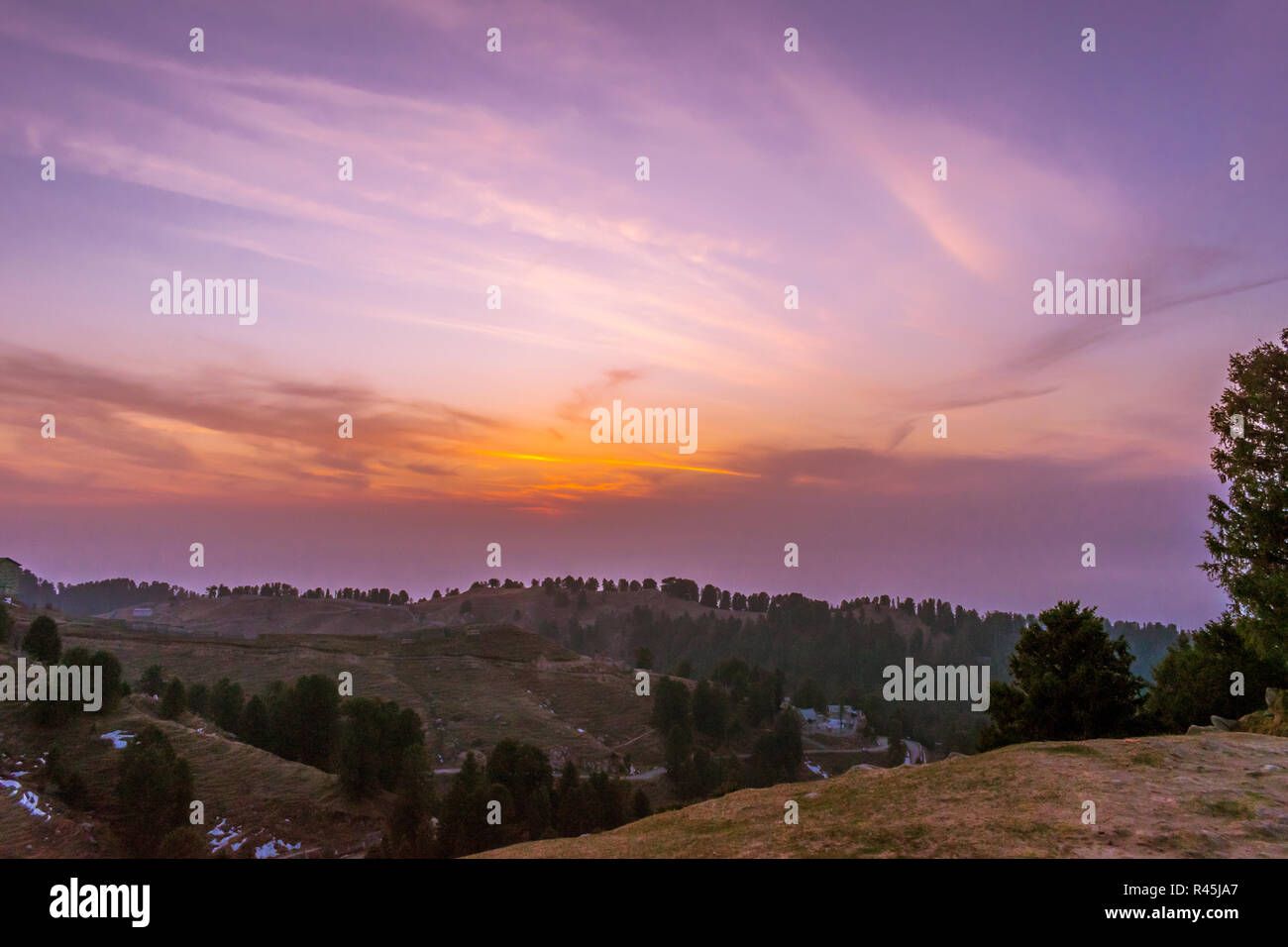 Dainkund- the singing hills- a sunset sky from the top of the hill ...