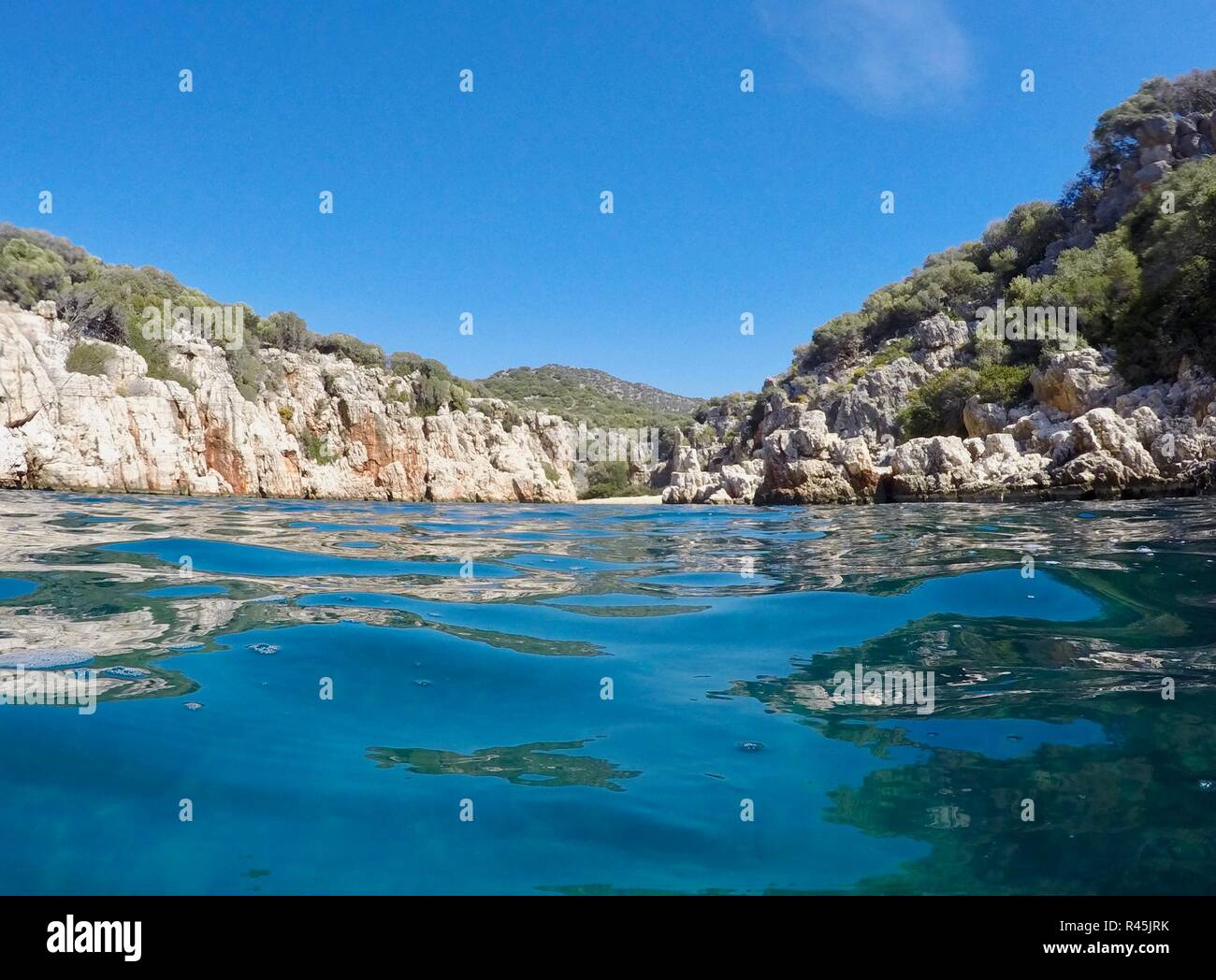 A view of a bay from on the water, at water level Stock Photo - Alamy