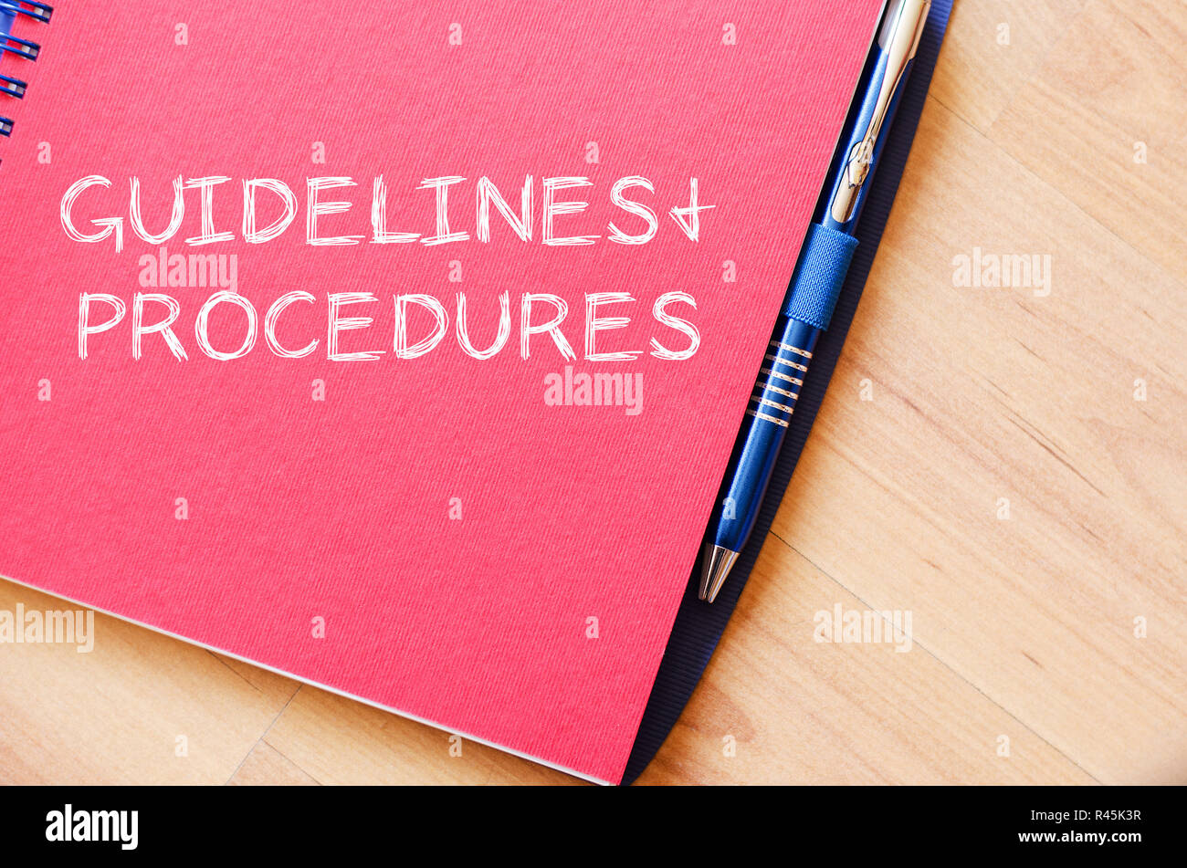 Guidelines and procedures write on notebook Stock Photo - Alamy
