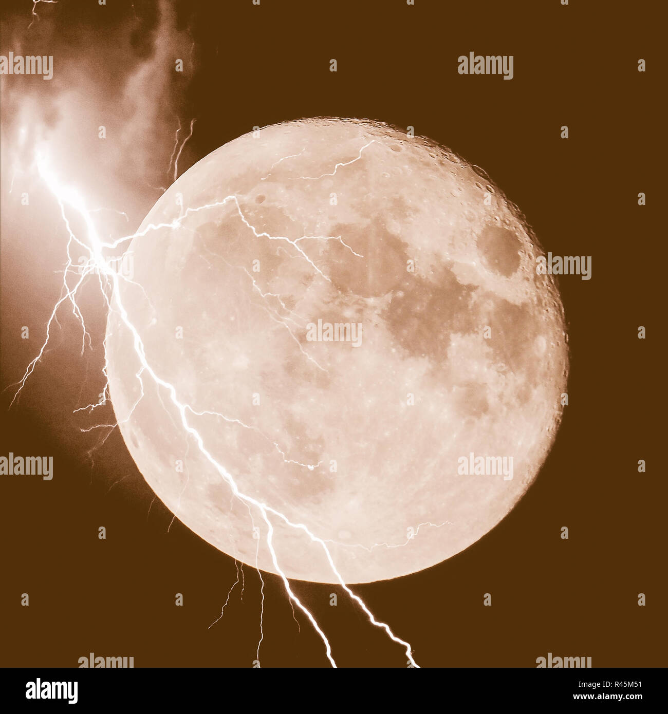 Lightning on the moon Stock Photo - Alamy