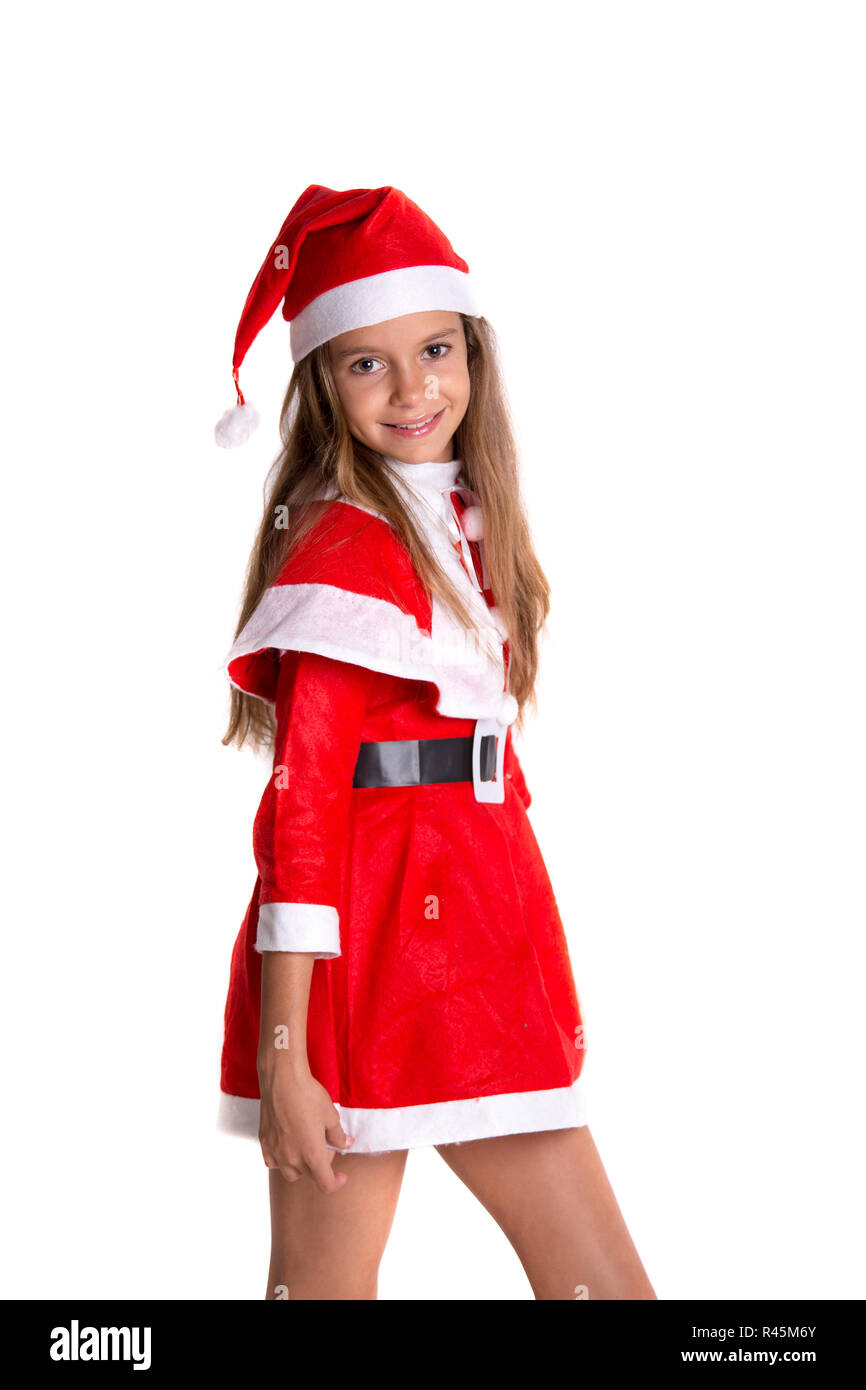 Cute girl wearing Santa Claus clothes Stock Photo - Alamy