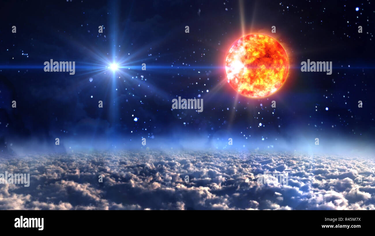 sun with blue planet star cross Stock Photo - Alamy