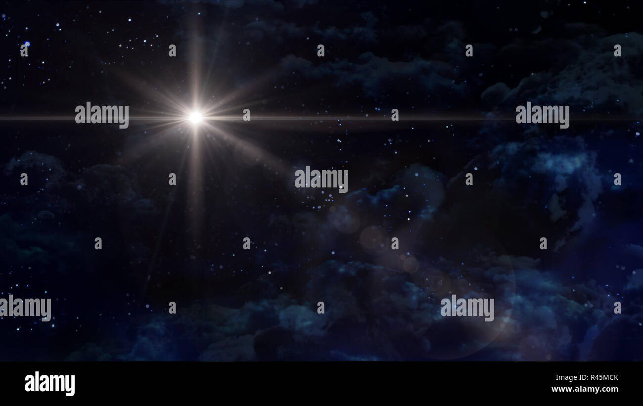 starry night white star cross planet Stock Photo - Alamy