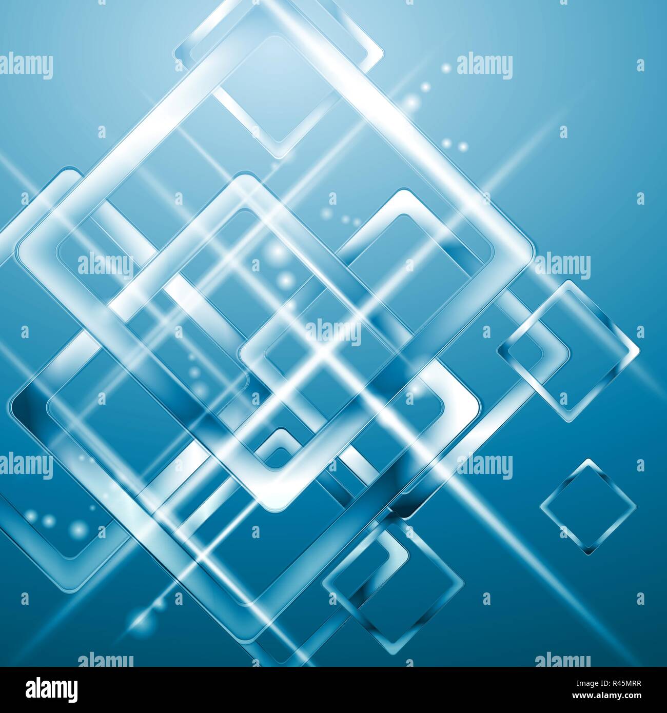 Tech blue background with blurred squares Stock Photo - Alamy