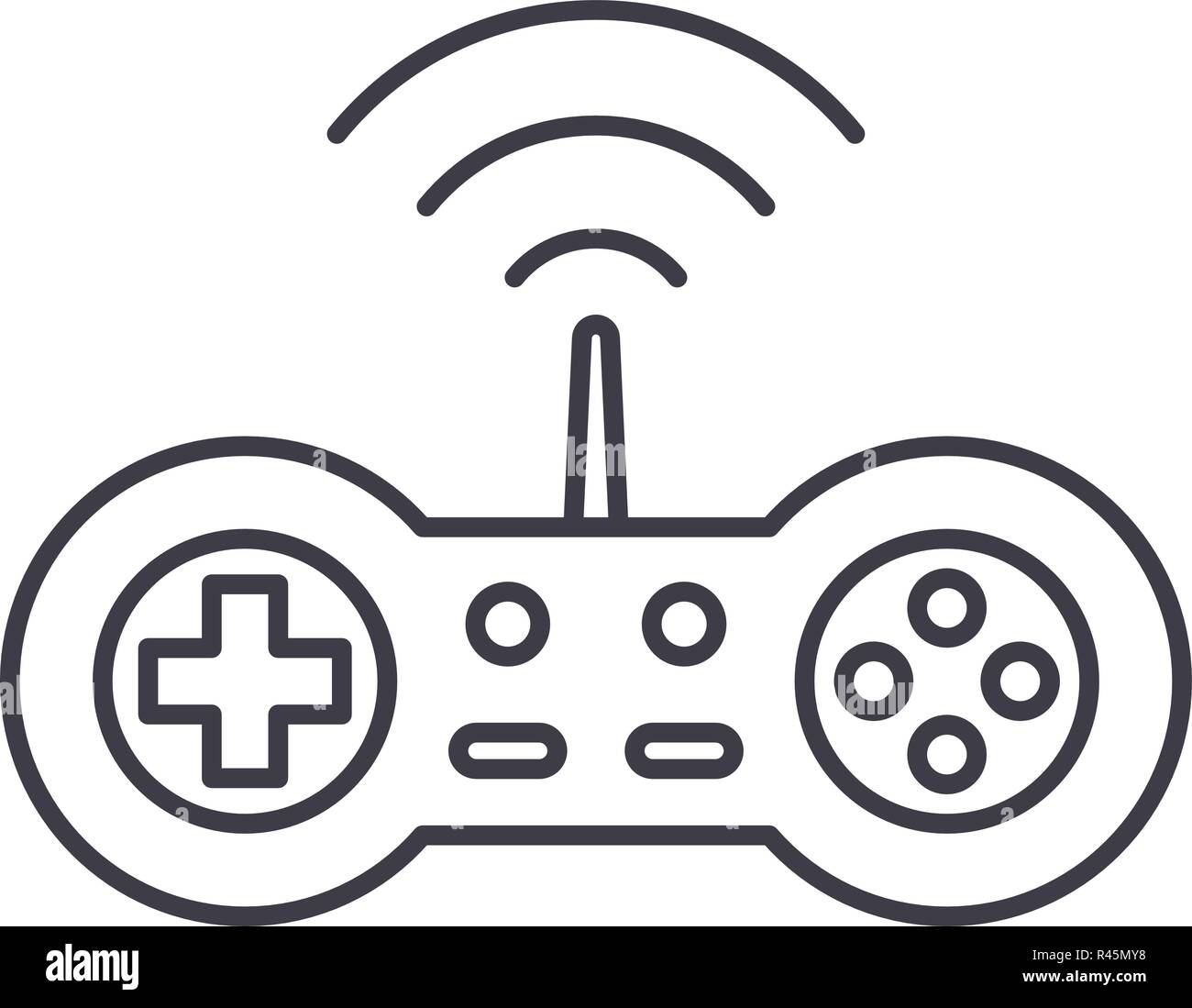 Wireless joystick line icon concept. Wireless joystick vector linear ...