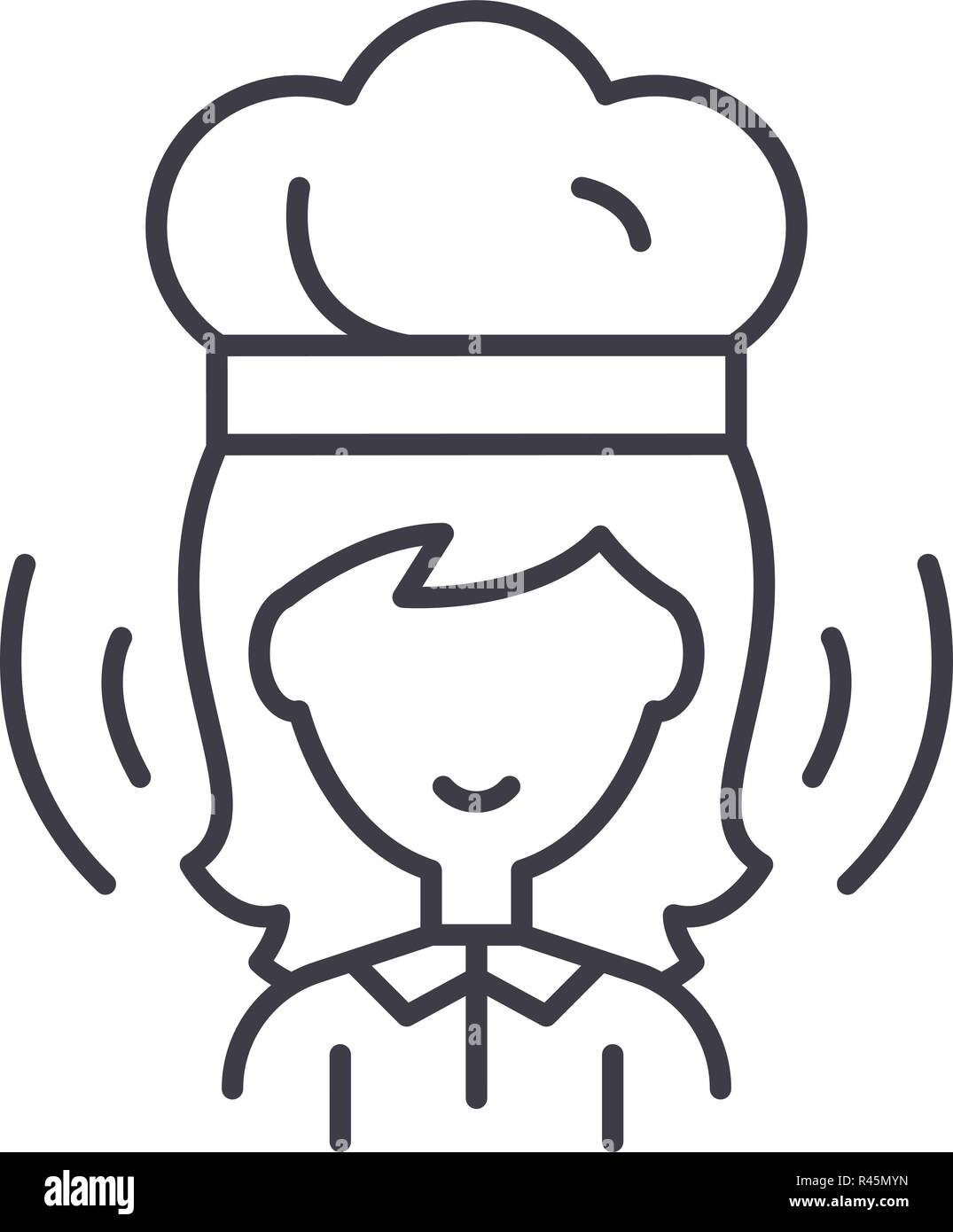 Woman cook line icon concept. Woman cook vector linear illustration ...