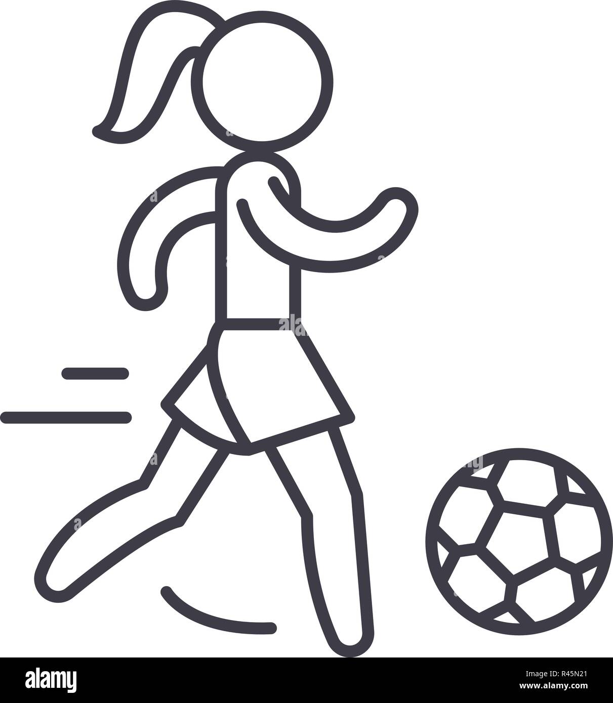 Women's football line icon concept. Women's football vector linear ...