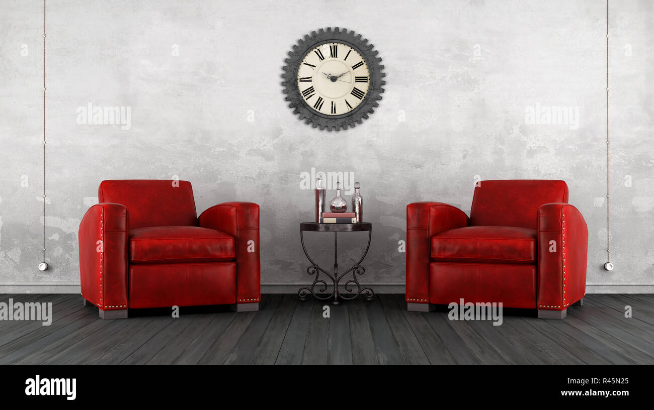 Classic living room with two armchair Stock Photo - Alamy