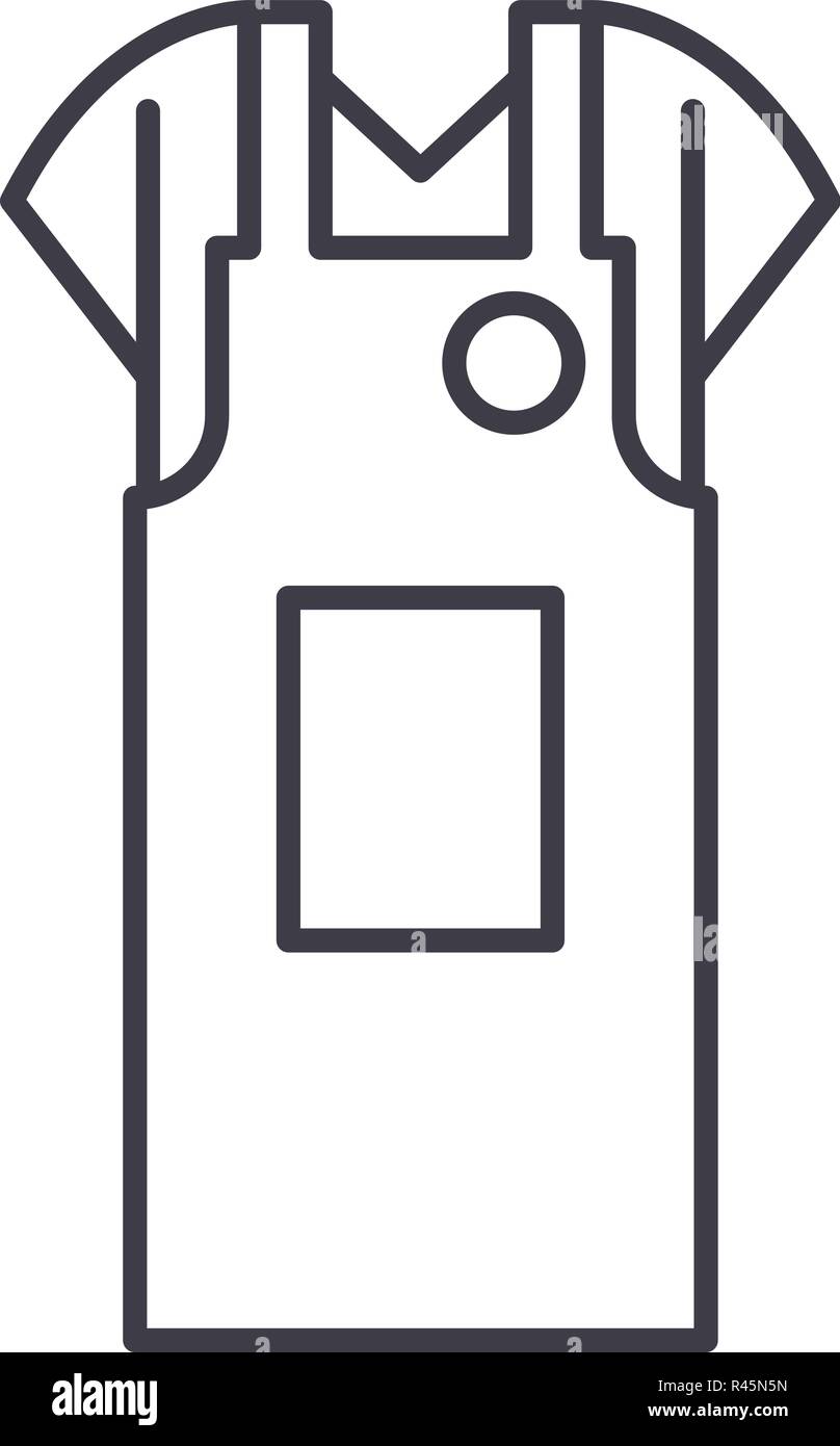 Work apron line icon concept. Work apron vector linear illustration ...
