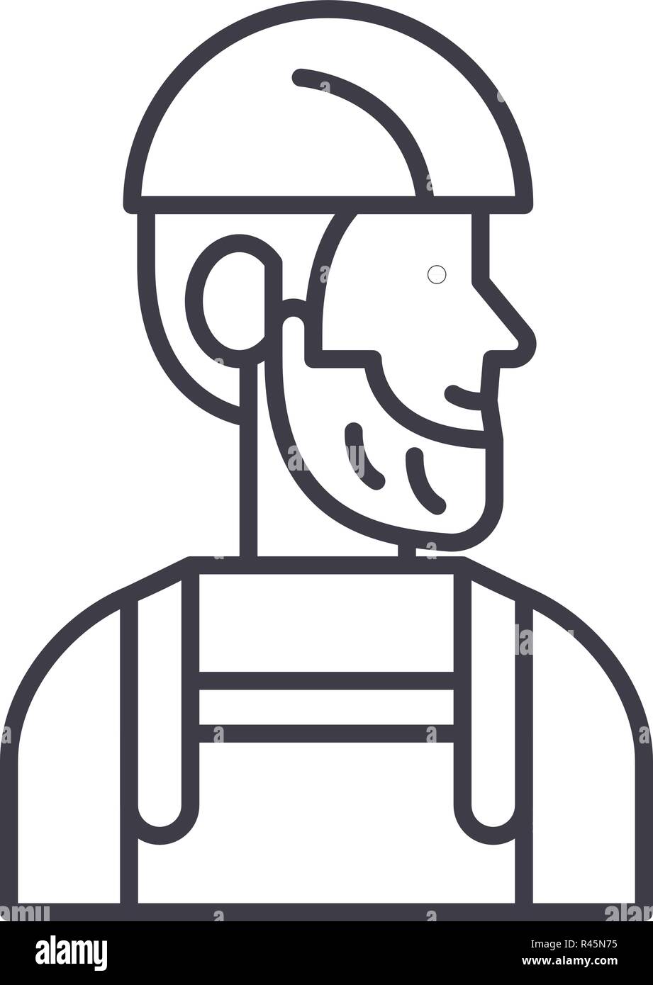 Worker line icon concept. Worker vector linear illustration, symbol ...
