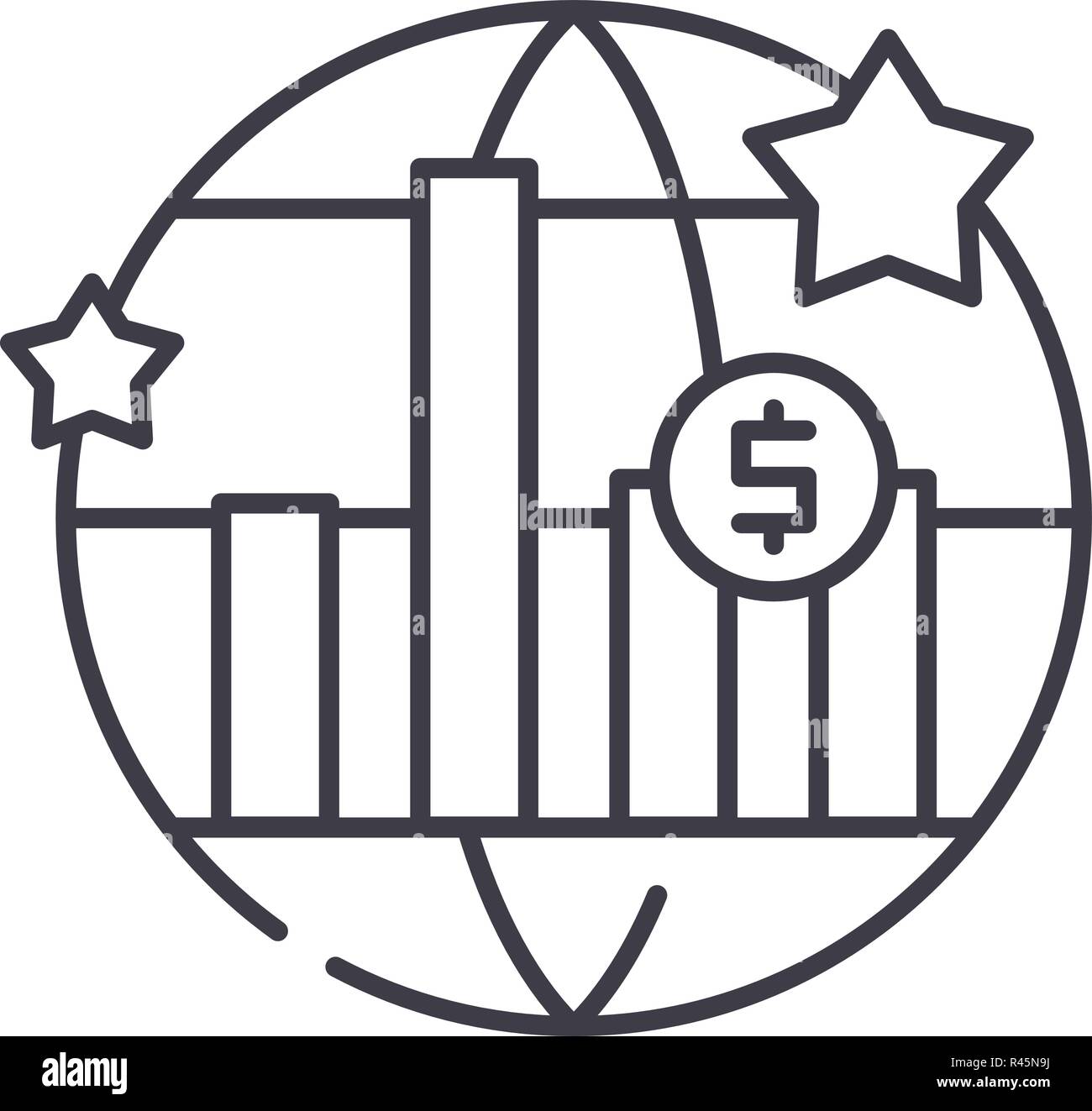 World economic growth line icon concept. World economic growth vector linear illustration ...