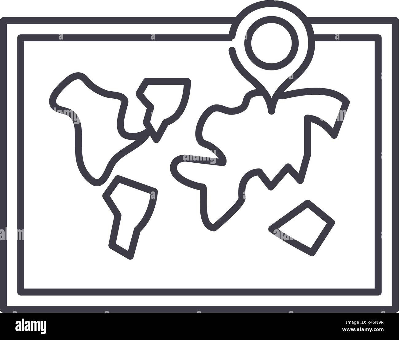 World map line icon concept. World map vector linear illustration ...
