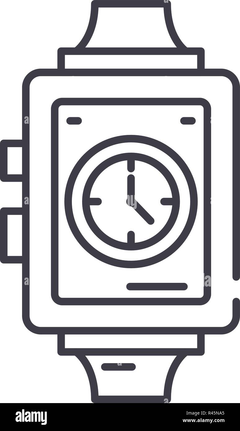Wrist watch line icon concept. Wrist watch vector linear illustration ...