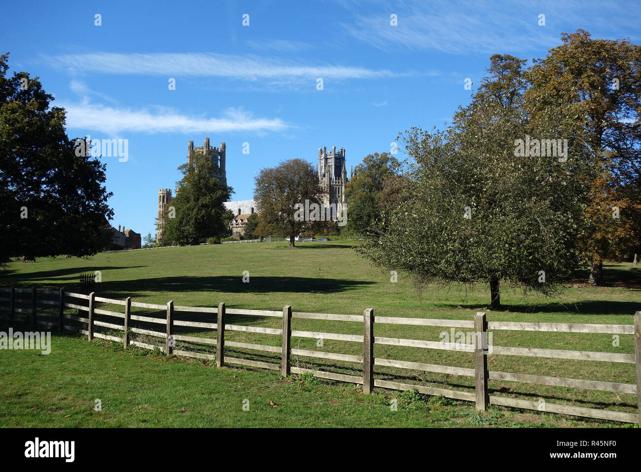 View of Ely Cathedral from Cherry Hill Park, Ely, Cambridgeshire Stock ...