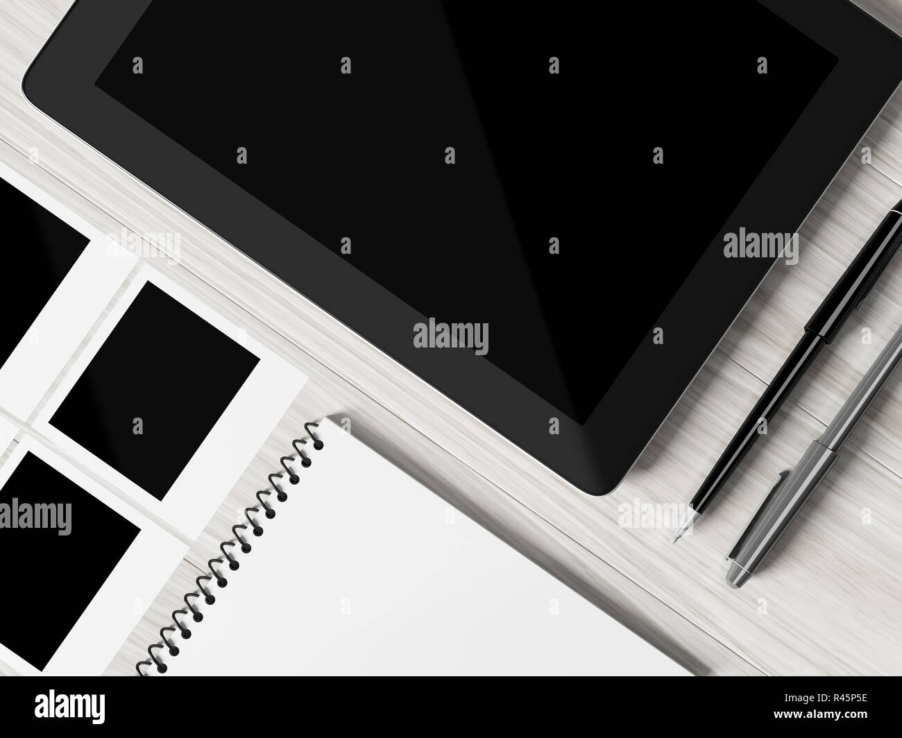 High angle view of a setting table of business workplace Stock Photo ...