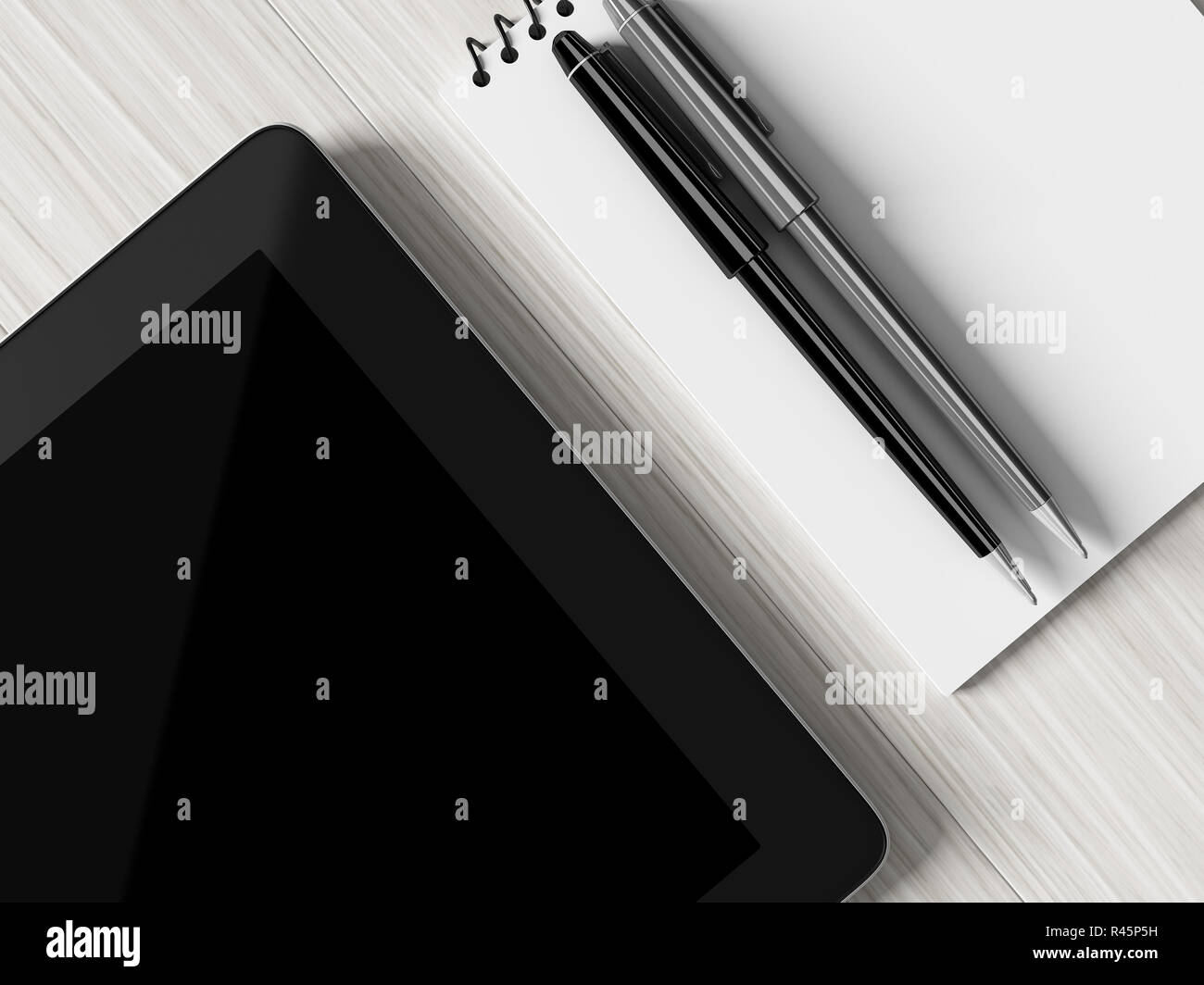 High angle view of a setting table of business workplace Stock Photo ...