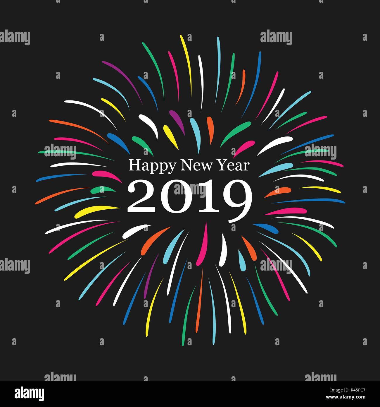 Happy new year 2019 lettering design and decoration. Season greeting or ...