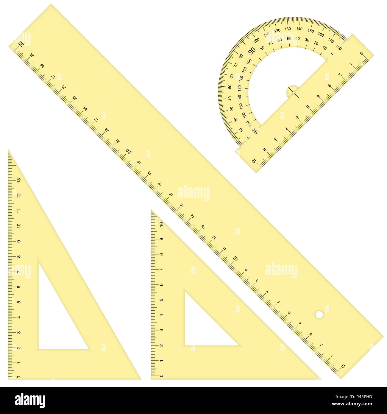 rulers and triangular Stock Photo - Alamy